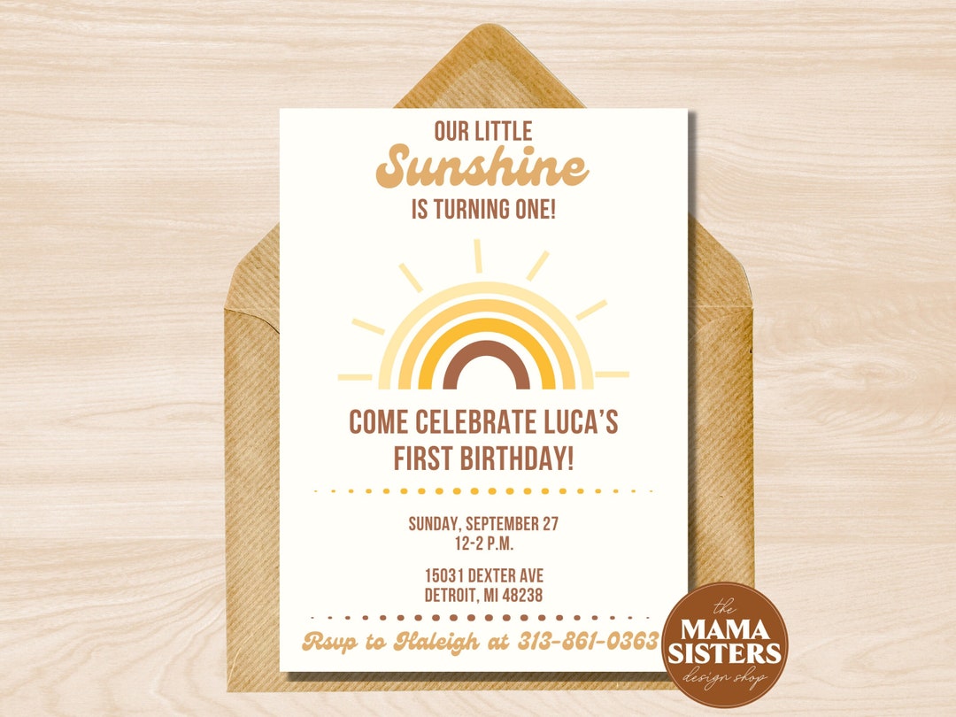 Little Sunshine Birthday Invitation | Little Sunshine Invitation ...