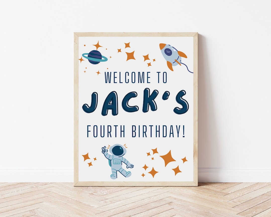 Reach FOUR the Stars Welcome Sign, Space Party Welcome Sign, Reach 4 ...