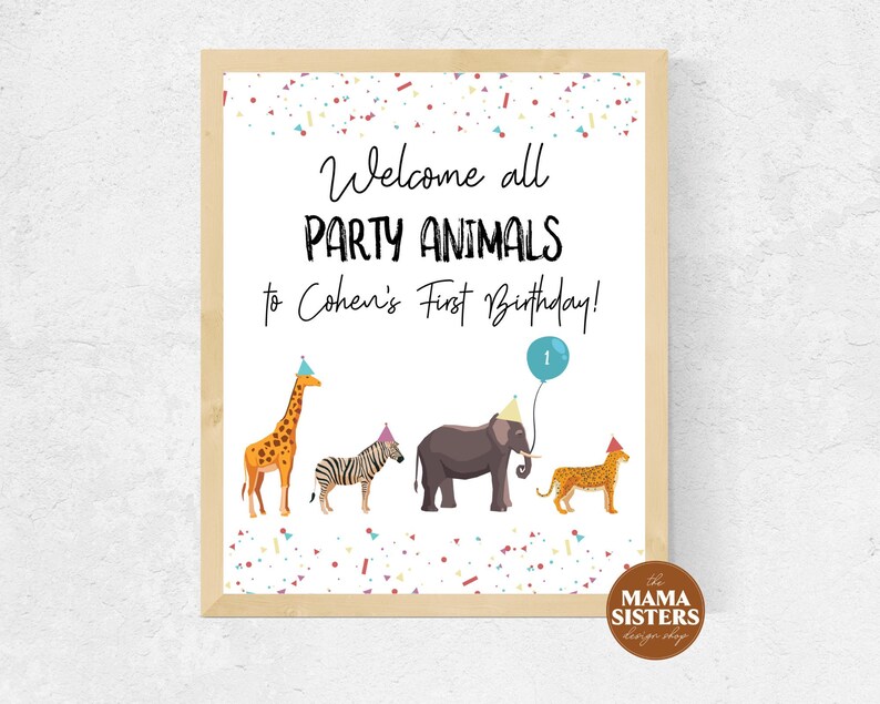 Editable Party Animals Birthday Welcome Sign Party Animal - Etsy