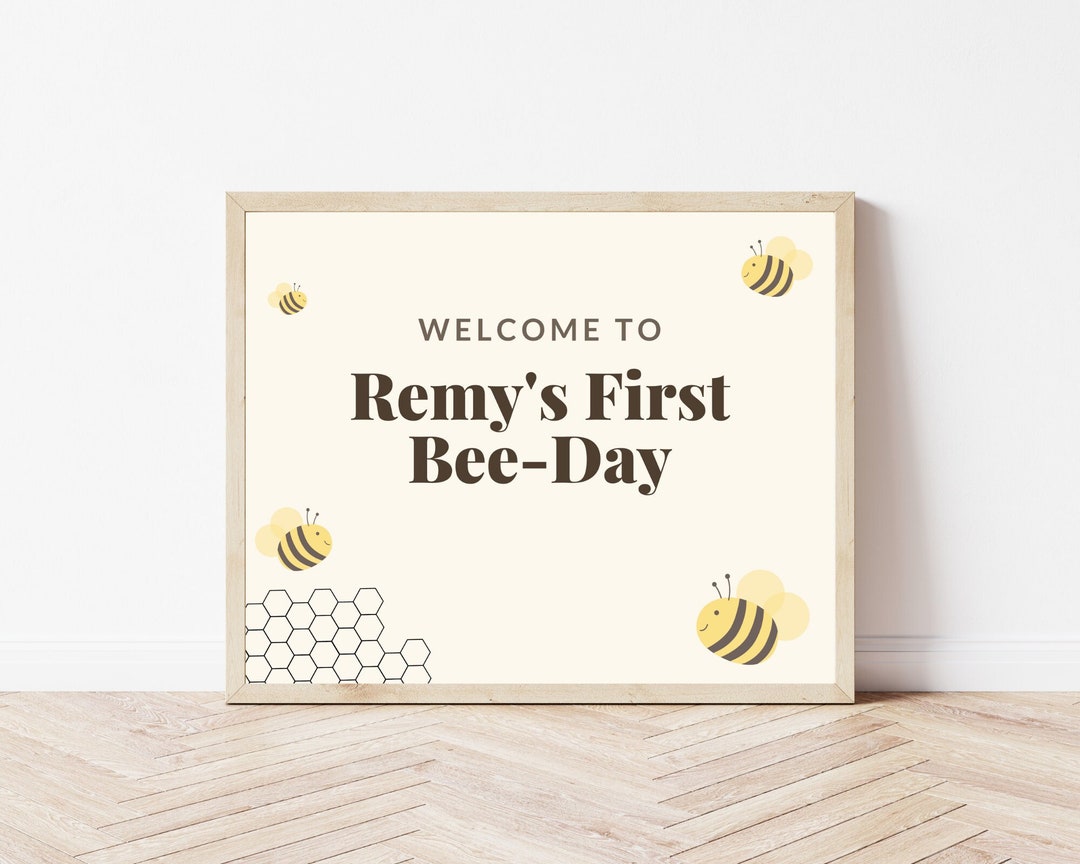 Editable Bee Party Sign | Bee Party Welcome Sign | 1st Bee Day Party ...