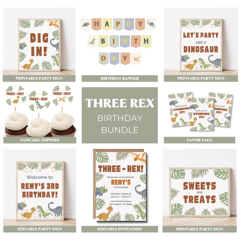 Three Rex Party - Etsy