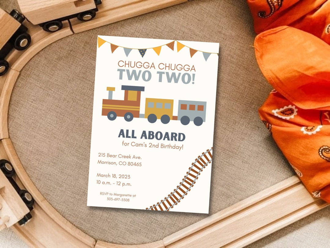 Editable Chugga Chugga Two Two Invitation Train Birthday - Etsy