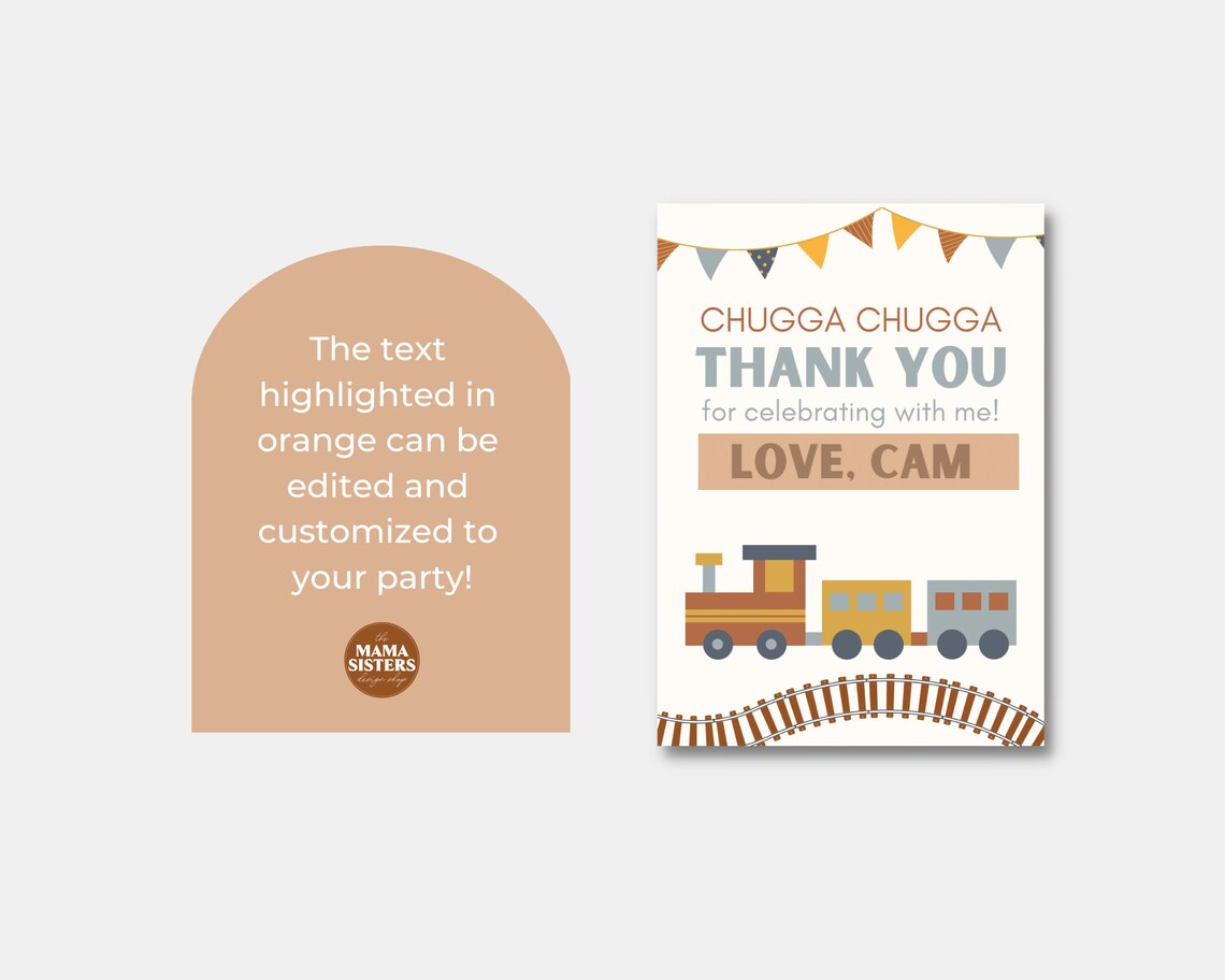 Editable Favor Tag Chugga Chugga Two Two | Train Favor Tag | Train ...