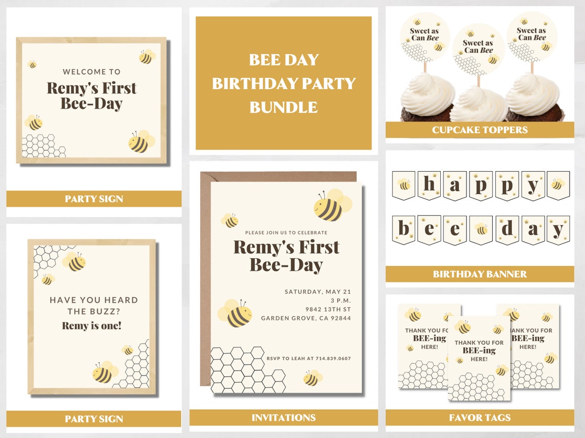 First Bee Birthday Invitation Bee Day Invite First Bee Day - Etsy