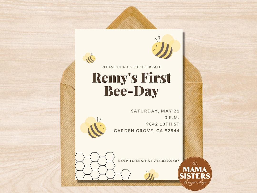 Editable First Bee Birthday Invitation | First Bee Day Party | 1st Bee ...