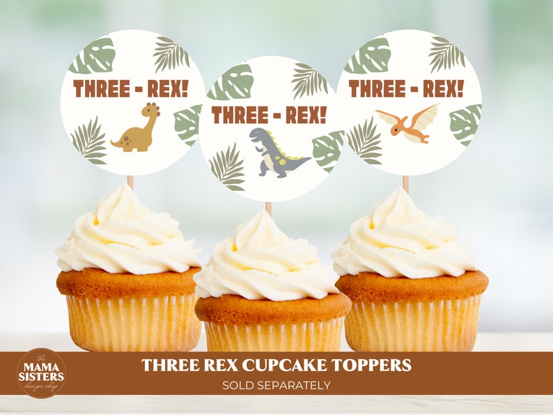 Three Rex Birthday Decorations, Three Rex Party Sign, Three Rex ...