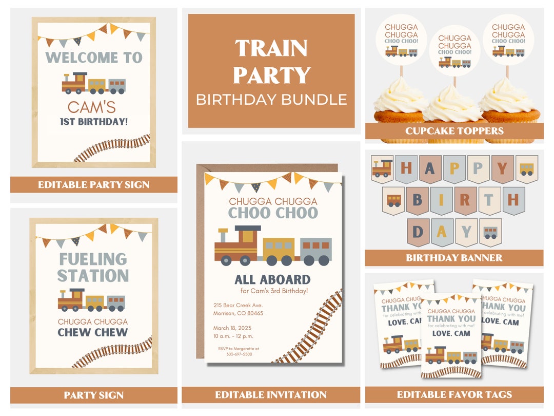 Editable Train Birthday Invitation Train Party Invite Train Party ...