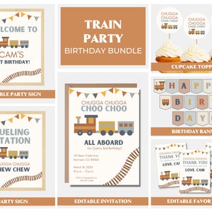 Editable Train Birthday Invitation Train Party Invite Train Party ...