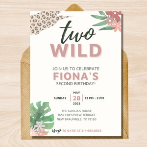 Two Wild Invitation Girl, Two Wild Invite Girl, Two Wild Safari Invite ...
