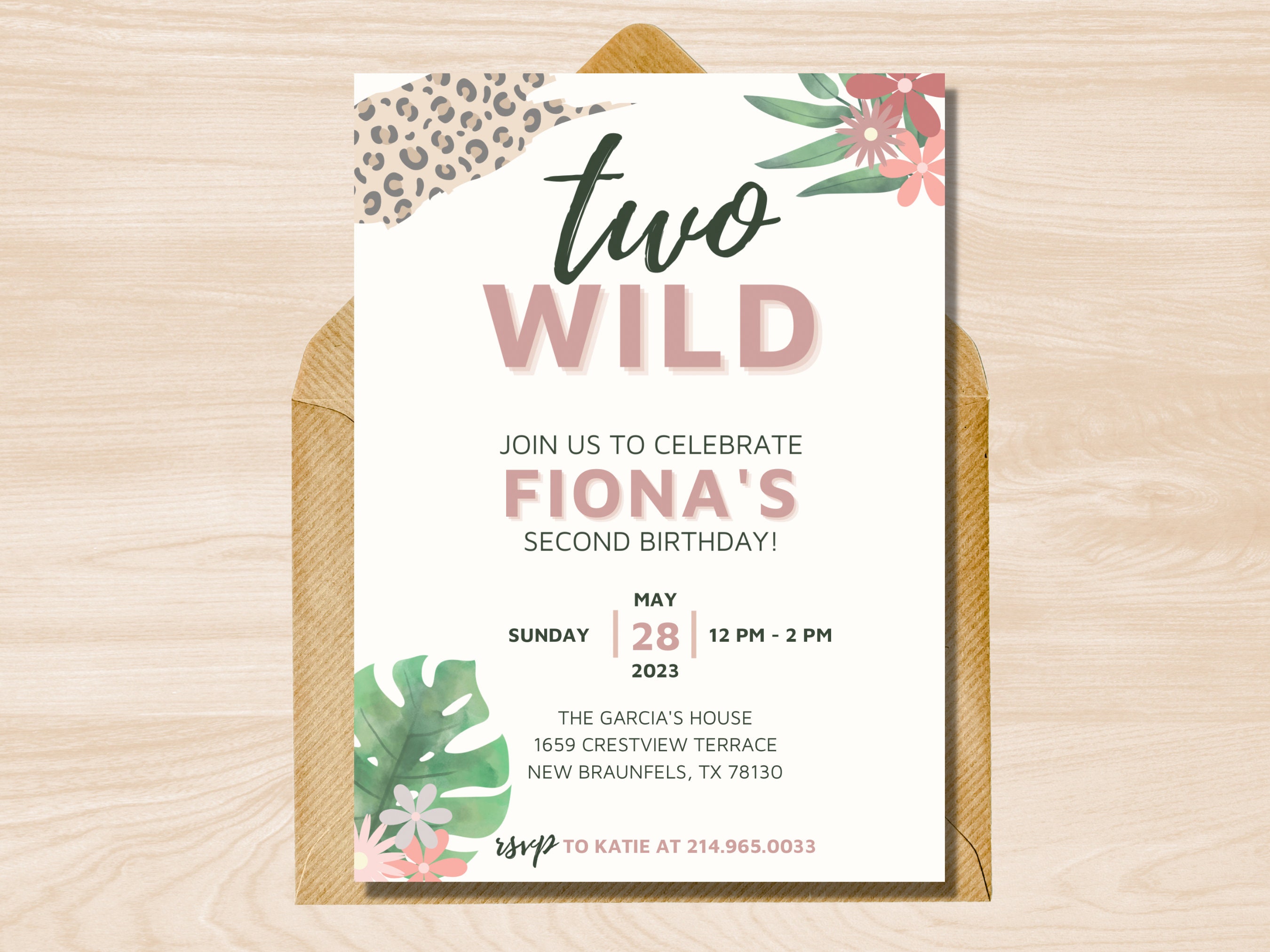 Two Wild Invitation Girl Two Wild Invite Girl Two Wild - Etsy