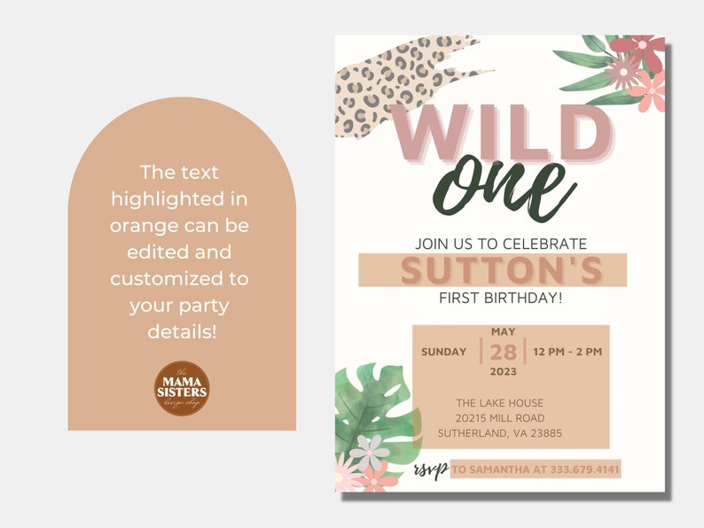 Wild One Birthday Invite Girl Wild One Safari Invite Girl - Etsy