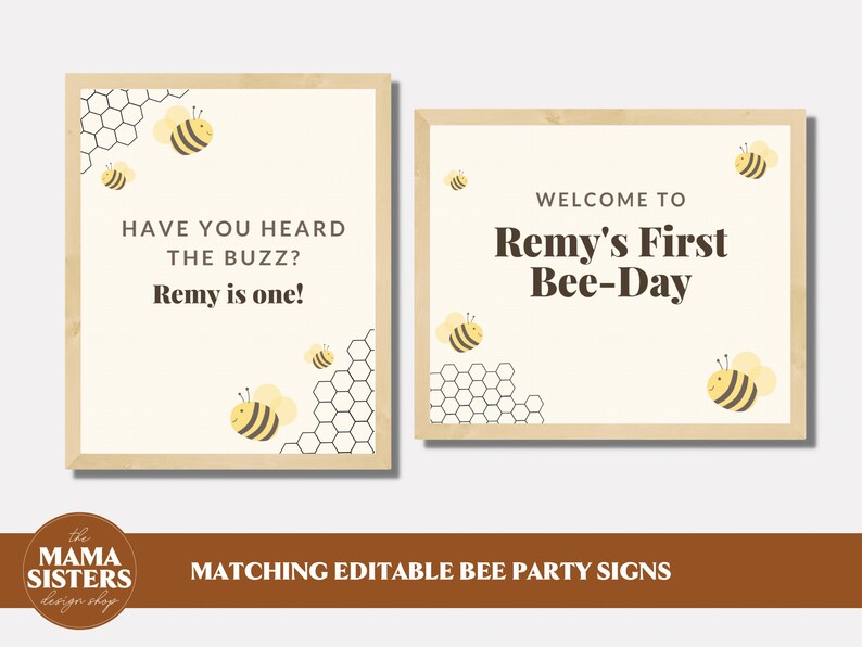 Editable Bee Party Sign 1st Bee Day Party Bee Party - Etsy