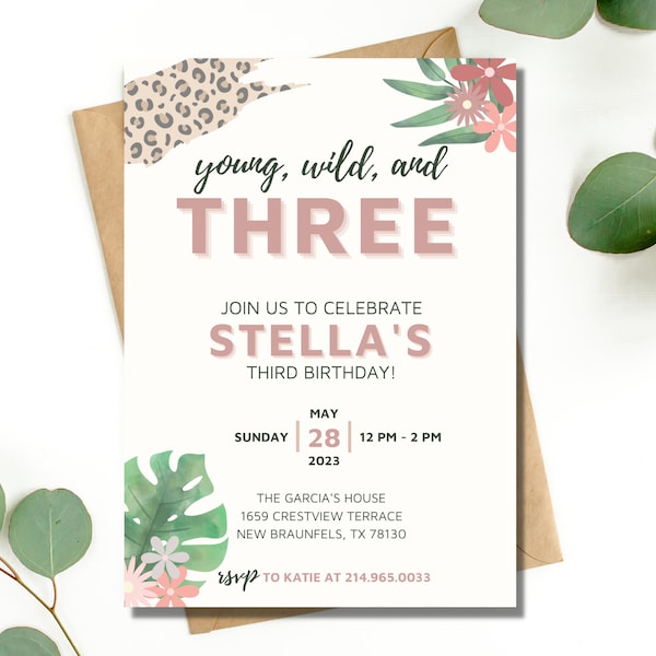 Young Wild and Three Invitations - Etsy