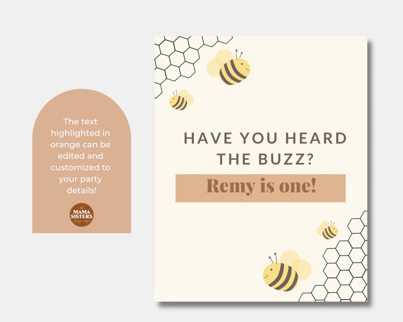 Editable Bee Party Sign 1st Bee Day Party Bee Party - Etsy