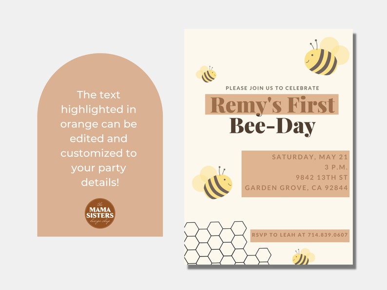 Editable First Bee Birthday Invitation First Bee Day Party - Etsy Australia