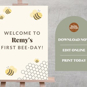 Bee Party Welcome Sign, Bee Day Welcome Sign, Bee Day Party Decor for ...