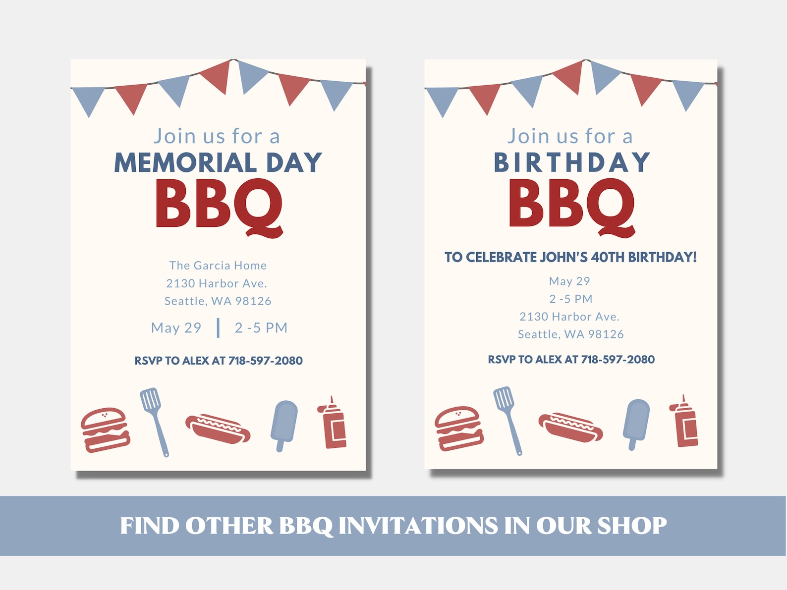 BBQ Party Invite Backyard BBQ Invitation Memorial Day Bbq - Etsy