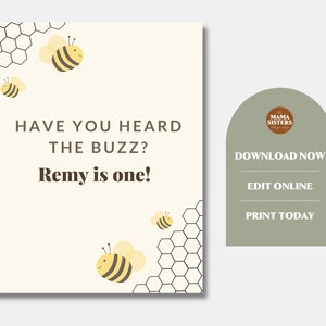 Editable Bee Party Sign 1st Bee Day Party Bee Party - Etsy
