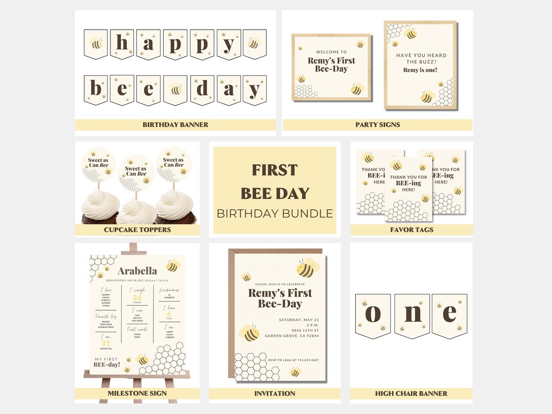First Bee Day Decorations, Bee Day Invite, First Bee Day Party, 1st Bee ...