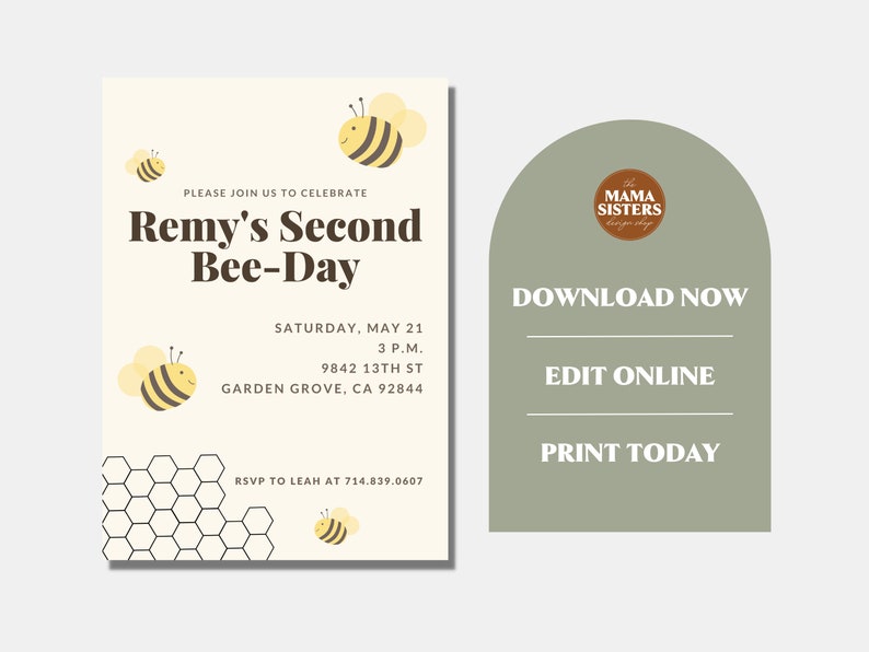 Editable Bee Birthday Invitation Bee Day Party 1st Bee Day - Etsy