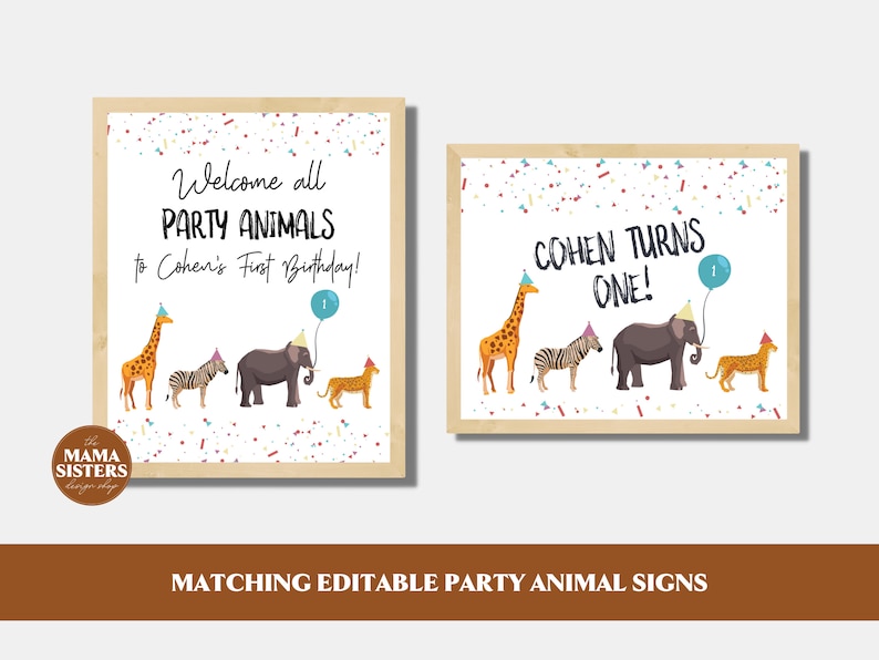 Editable Party Animals Birthday Welcome Sign | Party Animal Birthday ...
