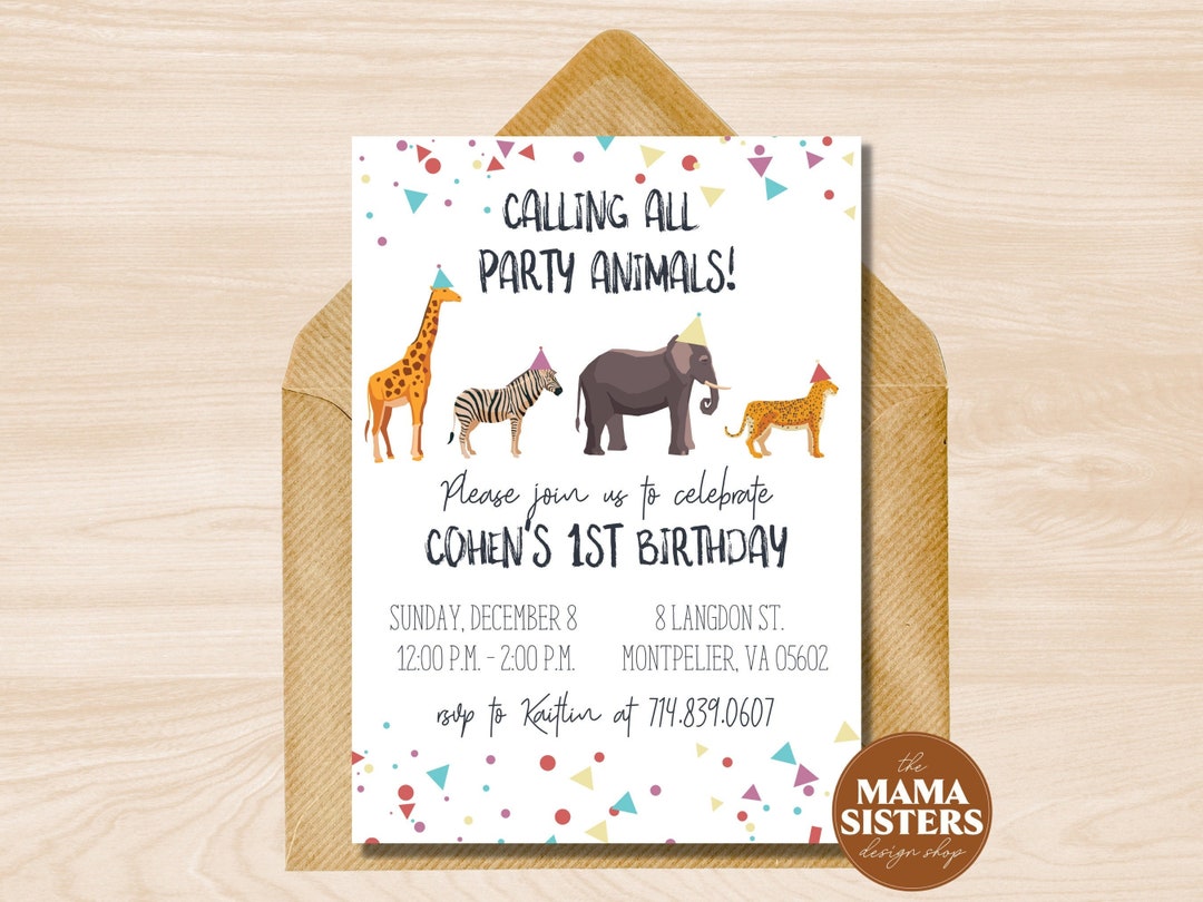Editable Party Animal Birthday Invitation | Party Animal Invitation ...