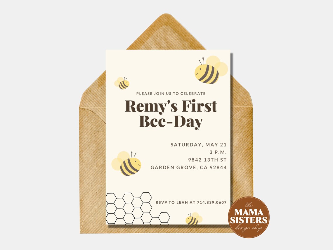 Editable Bee Birthday Invitation Bee Day Party 1st Bee Day - Etsy