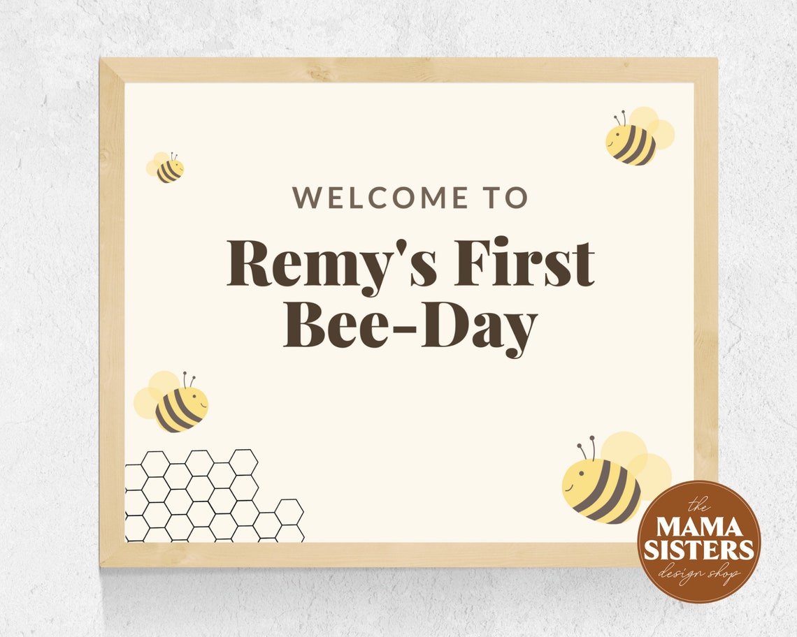 Editable Bee Party Sign Bee Party Welcome Sign 1st Bee Day - Etsy