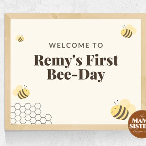Editable Bee Party Sign Bee Party Welcome Sign 1st Bee Day - Etsy