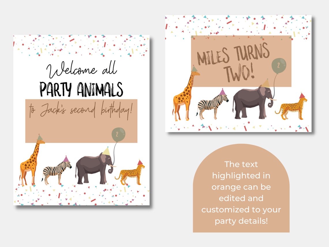 Editable Party Animal Birthday Invitation Party Animal - Etsy