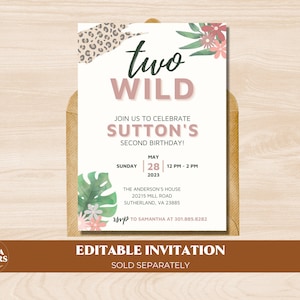 Two Wild Favor Tag, Two Wild Party Favors, Two Wild Party Decor, Two ...