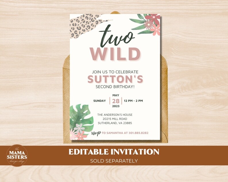 Two Wild Favor Tag, Two Wild Party Favors, Two Wild Party Decor, Two ...