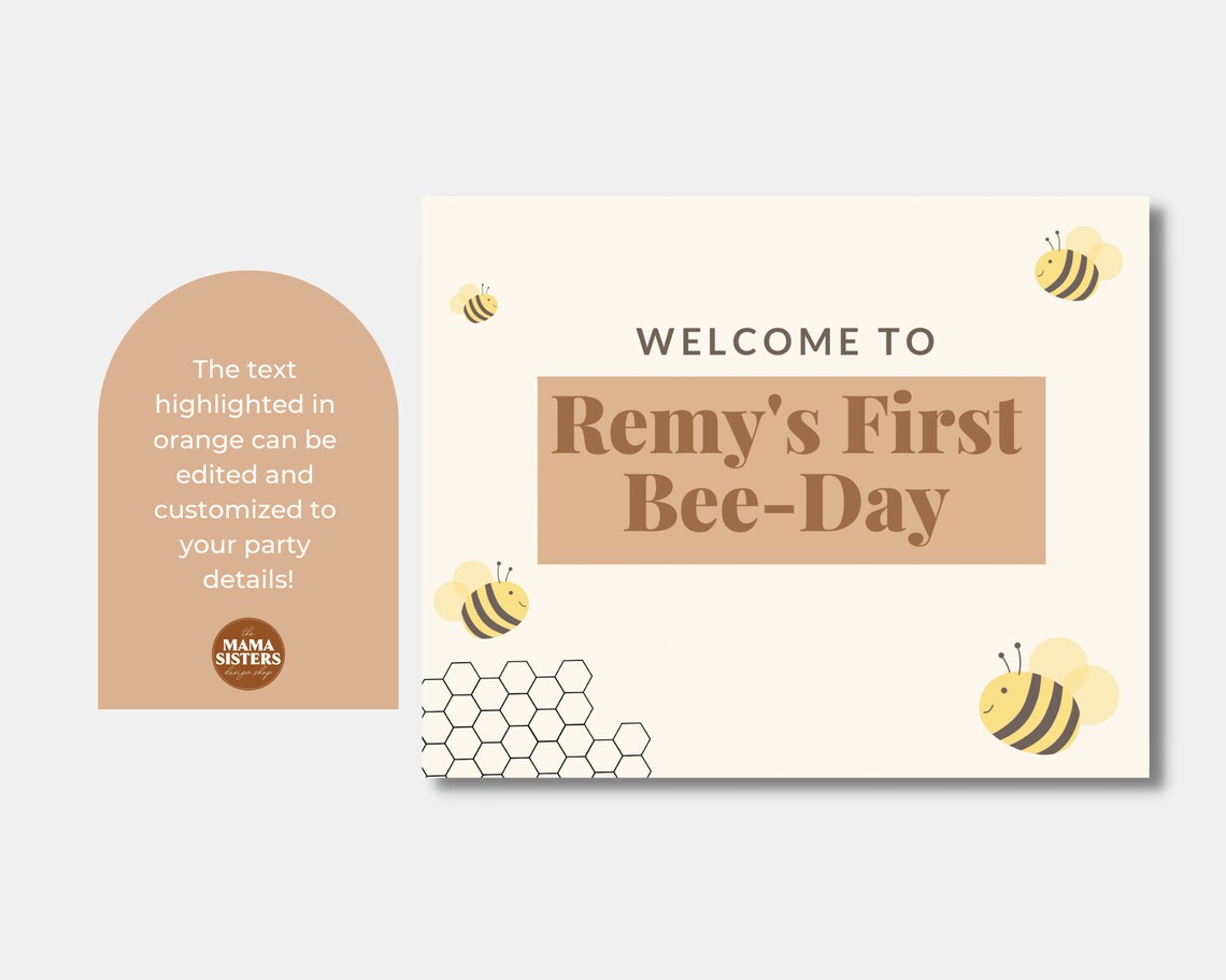 Editable Bee Party Sign Bee Party Welcome Sign 1st Bee Day - Etsy
