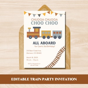 Editable Train Birthday Invitation | Train Party Invite | Train Party ...