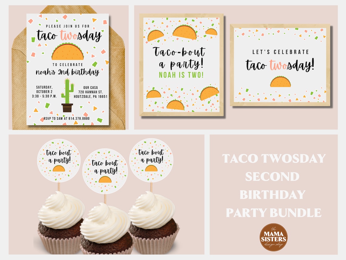 Taco Twosday Birthday Party Sign 2nd Birthday Decor Fiesta - Etsy