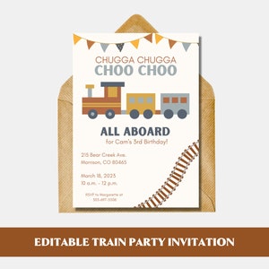 Editable Train Birthday Invitation Train Party Invite Train Party ...
