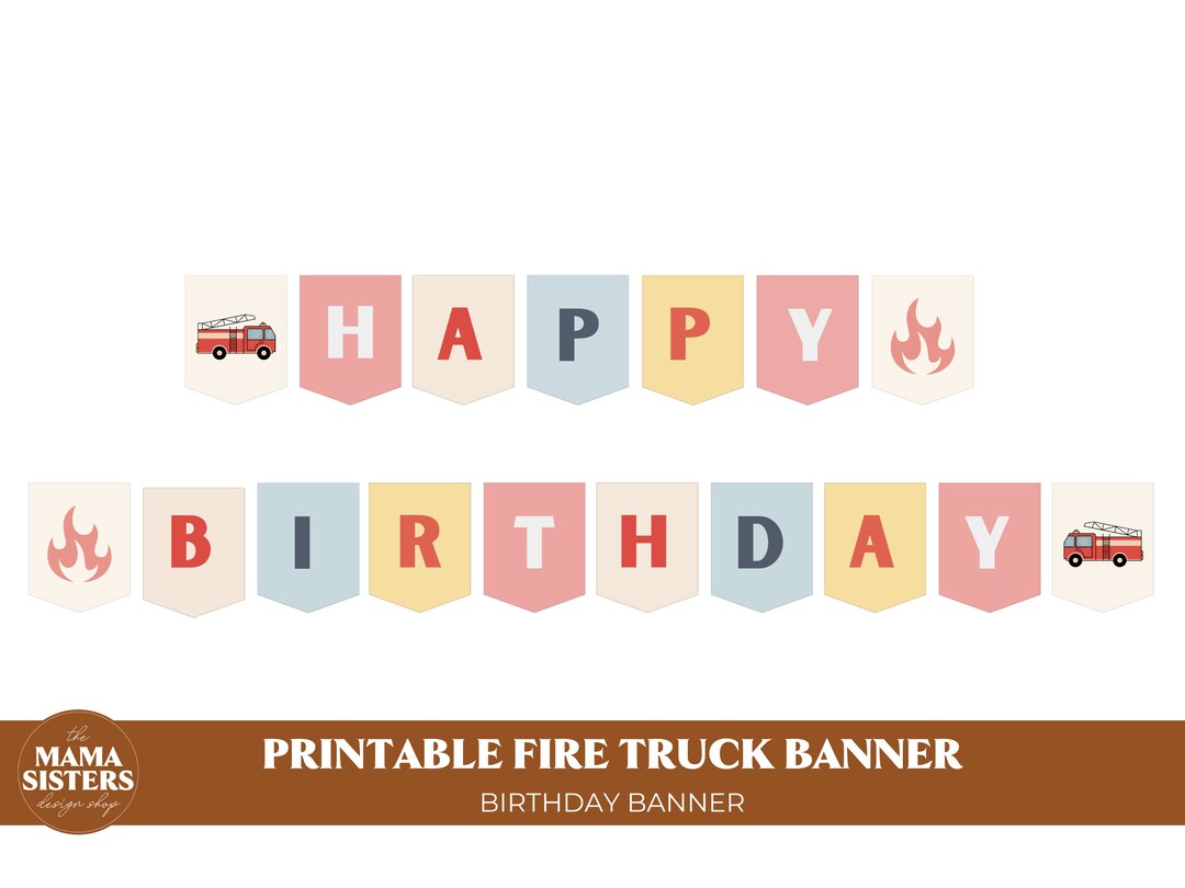 Fire Truck Birthday Banner Fire Truck Banner Fire Truck - Etsy
