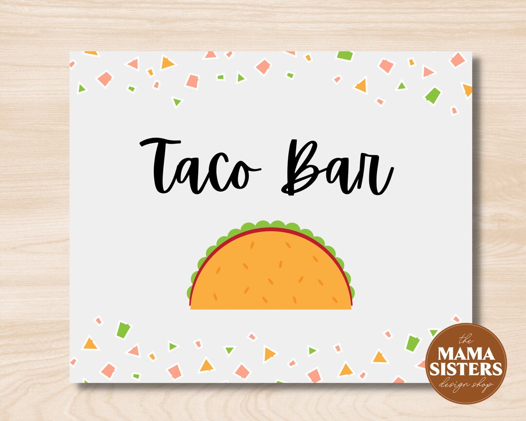 Taco Bar Sign Taco Birthday Party Sign Taco Birthday Decor Fiesta Party ...