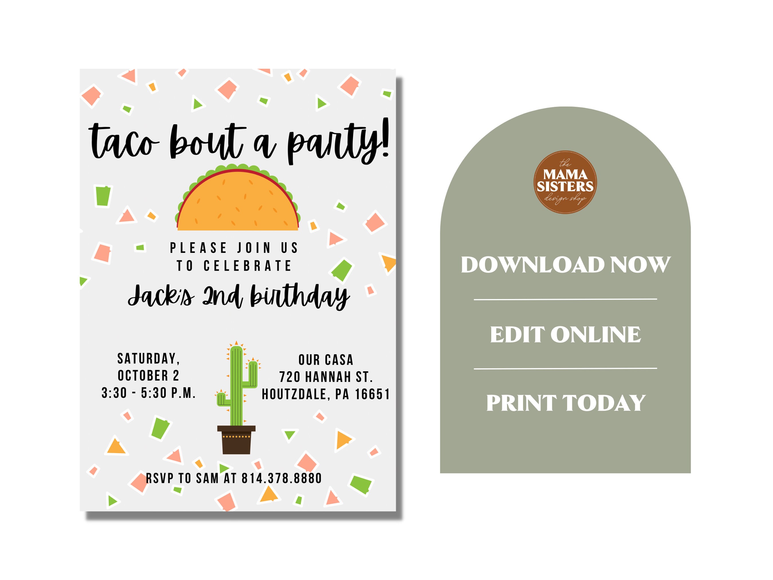 Editable Taco Bout A Party Invitation | Taco Party Invitation | Taco ...