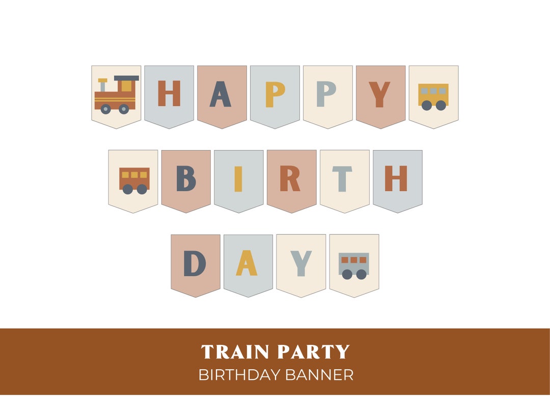 Train Birthday Party Banner | Train Birthday Banner | Train Birthday ...