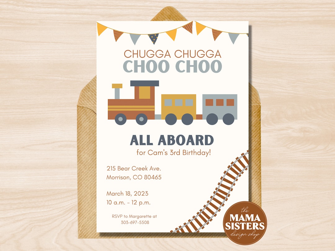 Editable Train Birthday Invitation | Train Birthday Party Invite ...