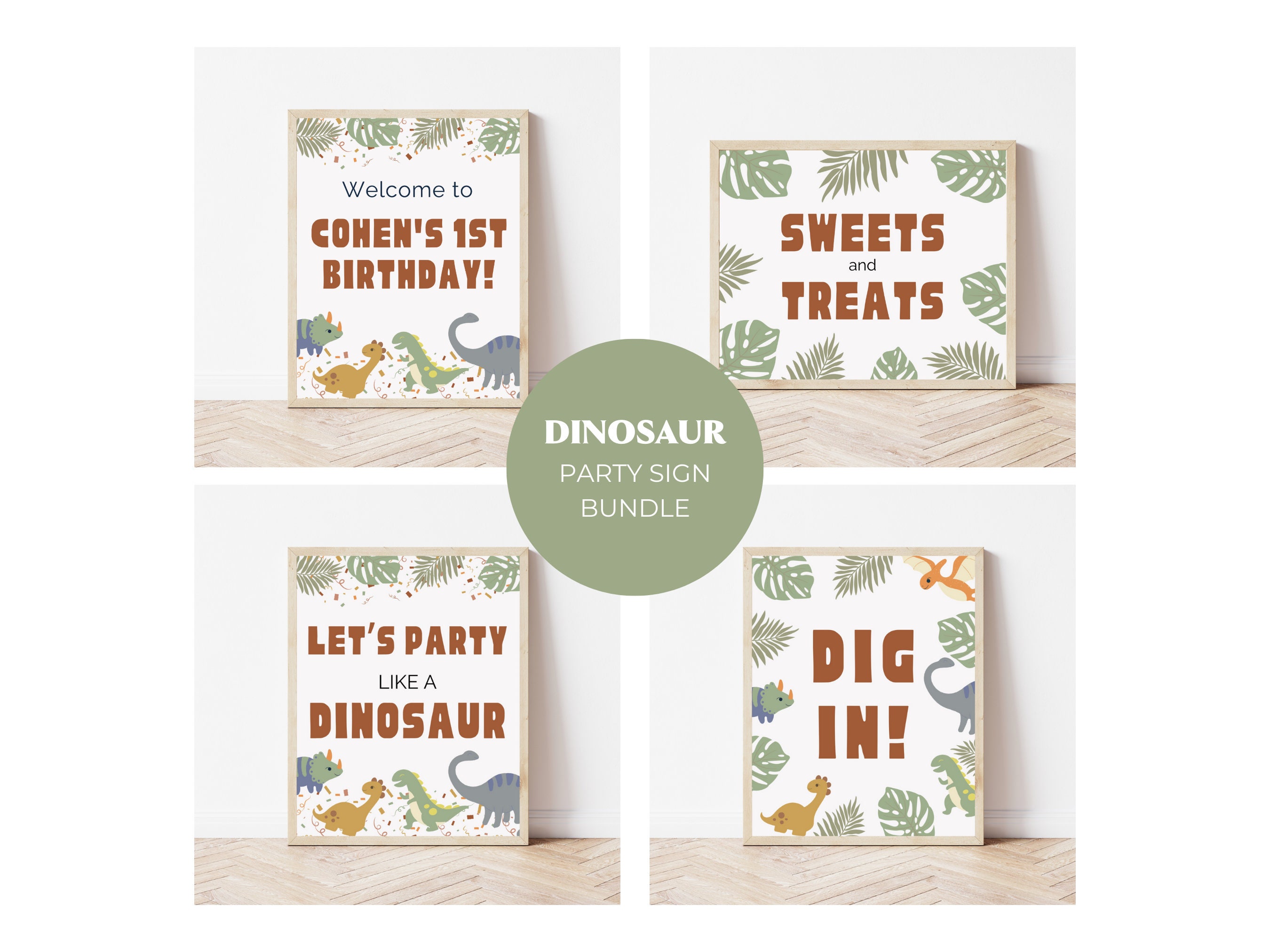 Dinosaur Party Signs, Dinosaur Birthday Welcome Sign, Dinosaur Birthday ...