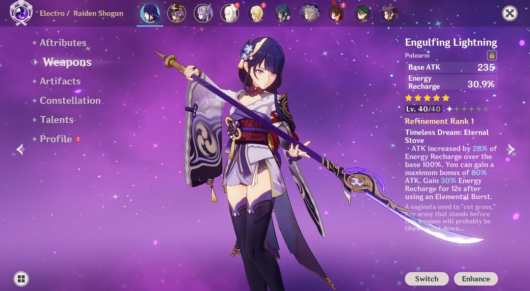 Genshin Impact Account (EU) | AR49 | Raiden + Weapon, Xiao, Mona ...