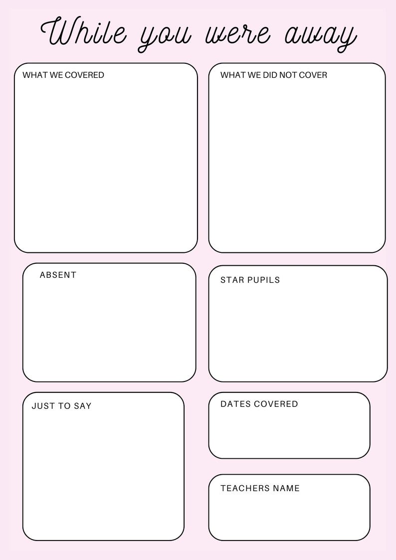 Teachers' While You Were Away Printable - Etsy