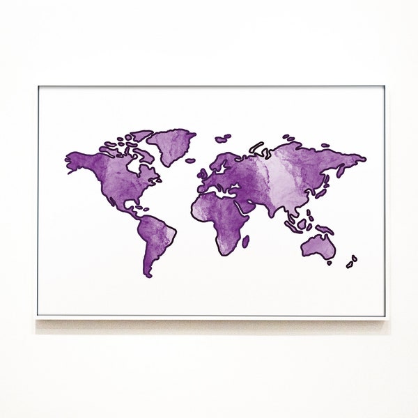 Purple World Map - Etsy