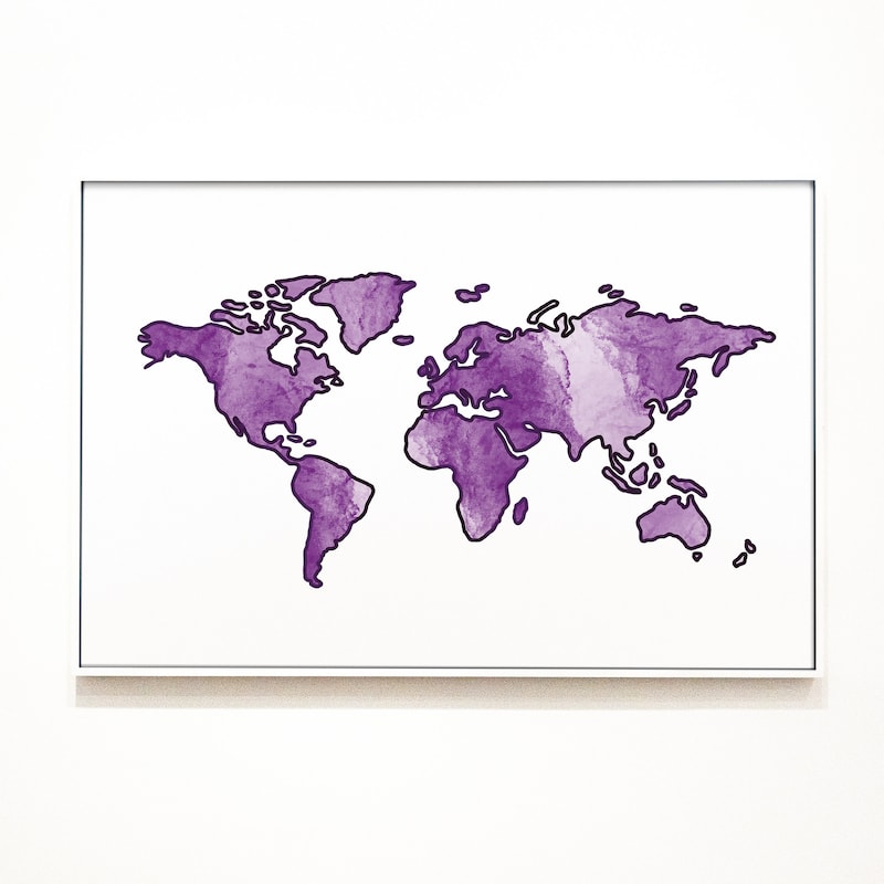 Purple World Map - Etsy