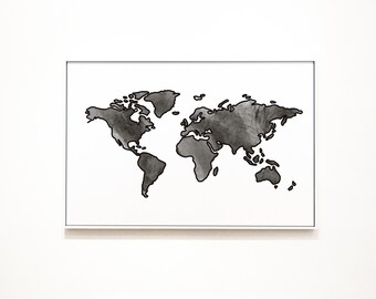 World Map Wall Art, World Map Printable, World Map Poster, Earth Tone ...