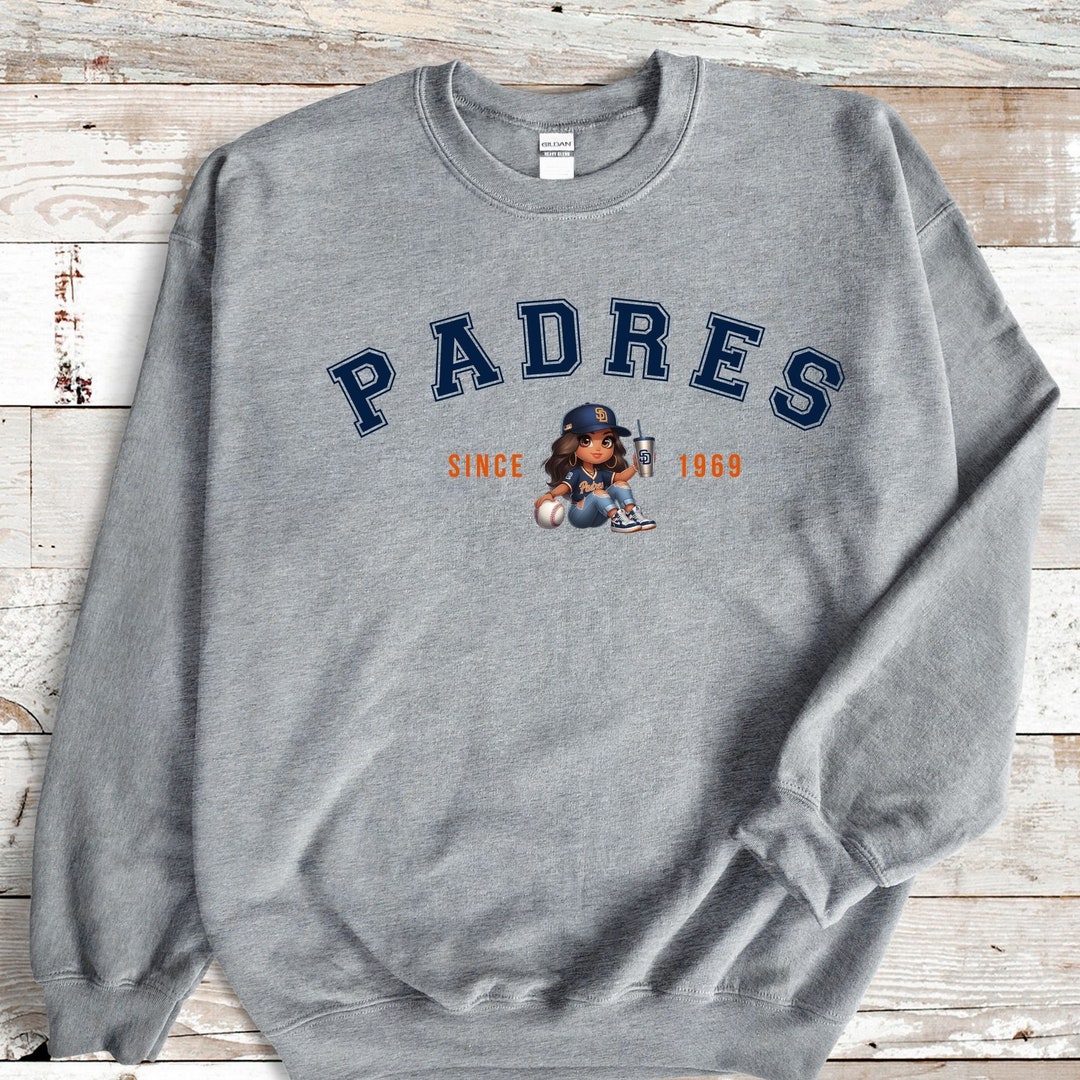 San Diego Padres Girl Old School Colors Orange and Blue Sweatshirt - Etsy
