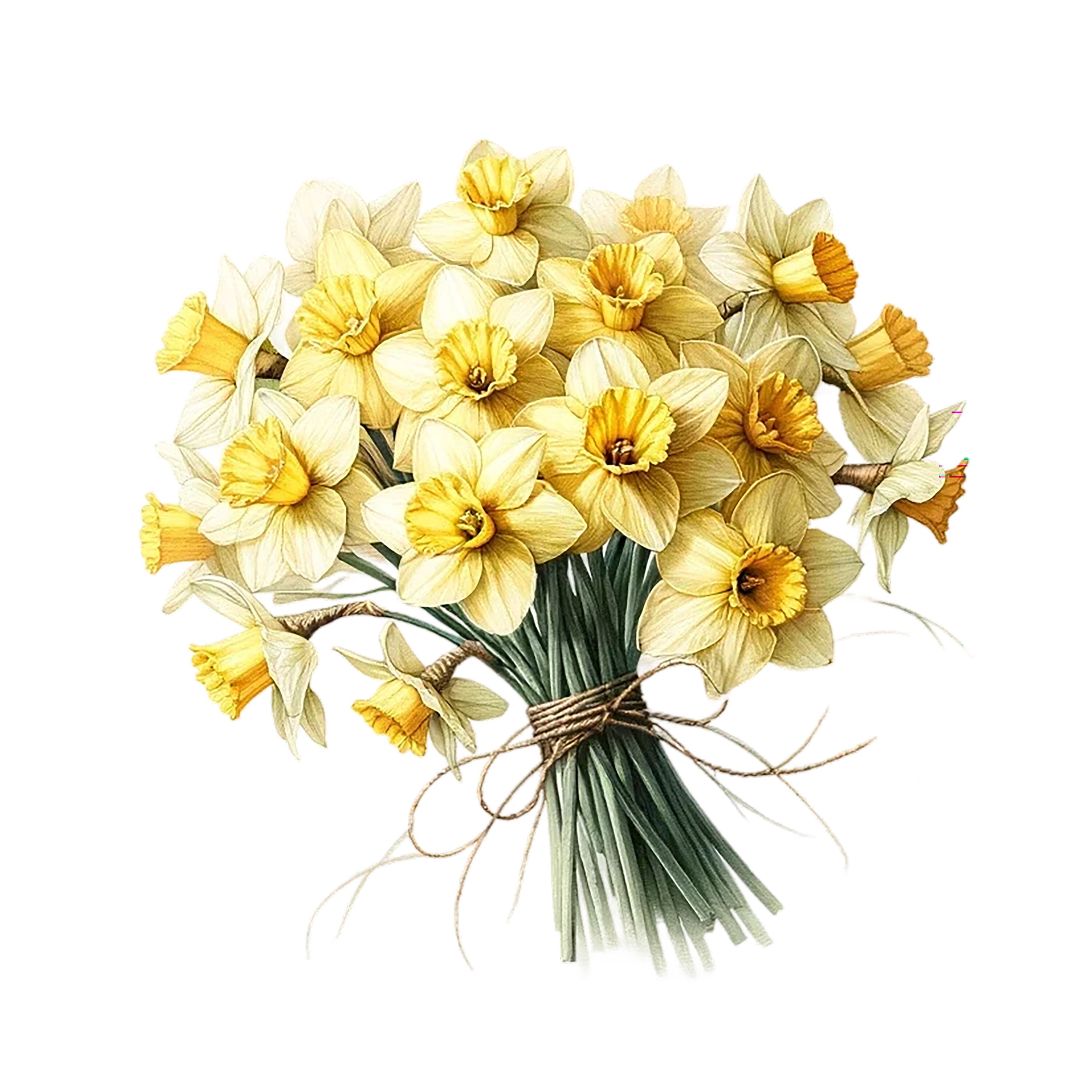 30 Jpgs Daffodil Clipart Bundle, Watercolor Daffodil Clipart, Floral ...