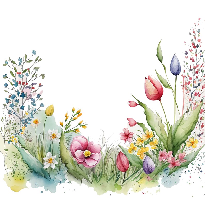 10 Watercolor Spring Border Clipart Jpgscommercial - Etsy Australia